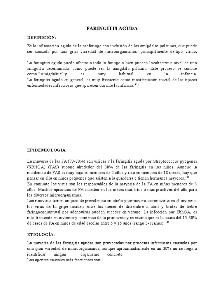 Faringitis Aguda: Causas y Síntomas | PDF | Infección | Virus