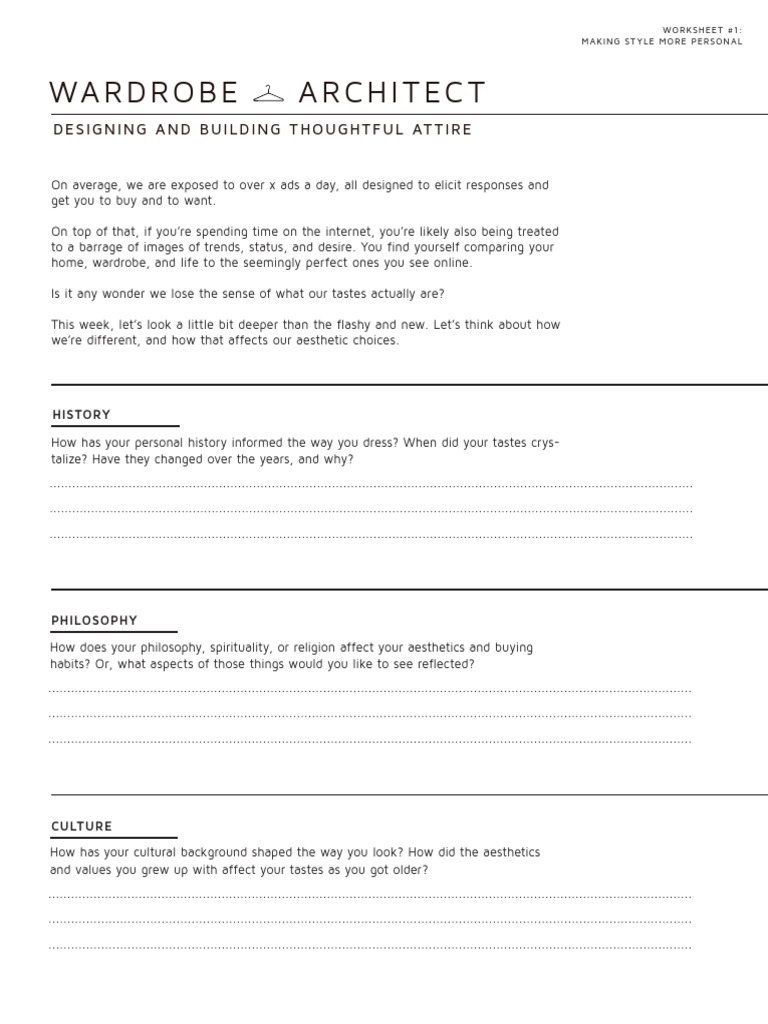 Wardrobe Architect Worksheet 01 Pdf