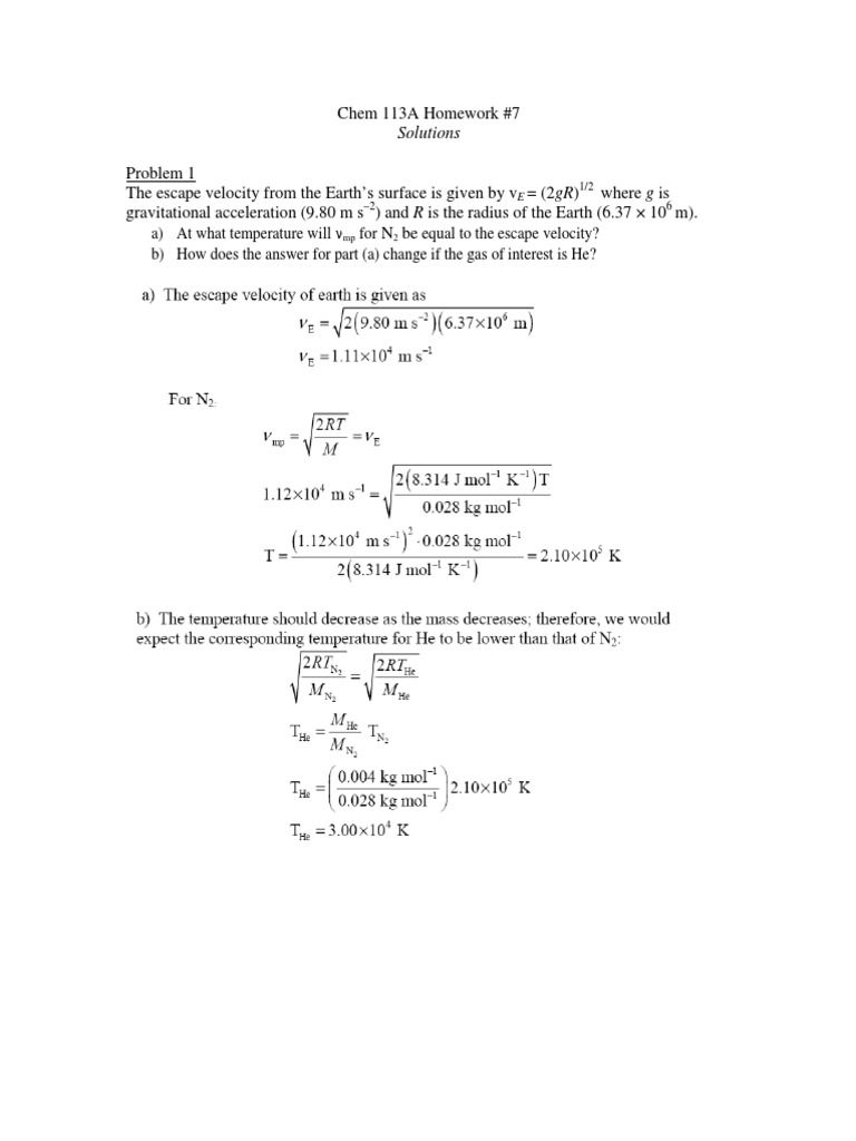 HW7 Solutions | PDF | Gases | Physical Quantities