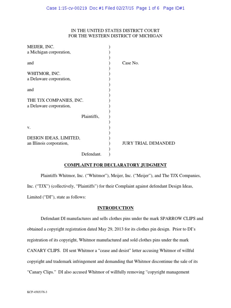 Declaratory Judgment on Copyright Infringement | PDF | Copyright Law Of ...