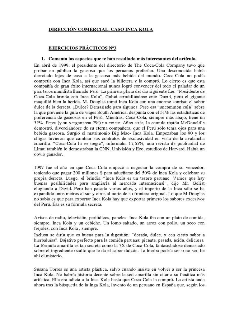 Inca Kola: La Gaseosa Peruana Emblemática | PDF | Refresco | Coca Cola