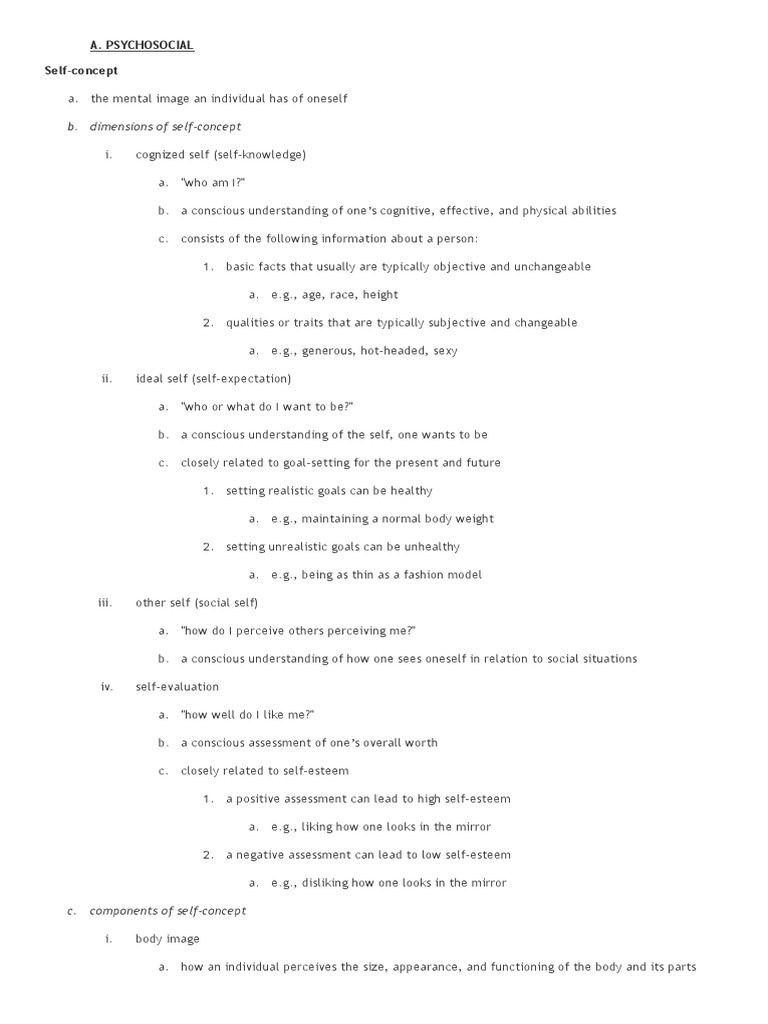 Self Concept Nursing | PDF | Self Concept | Self Esteem