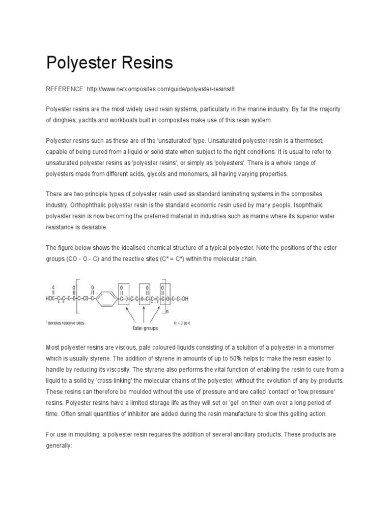Polyester Resins | Download Free PDF | Polyester | Polymerization