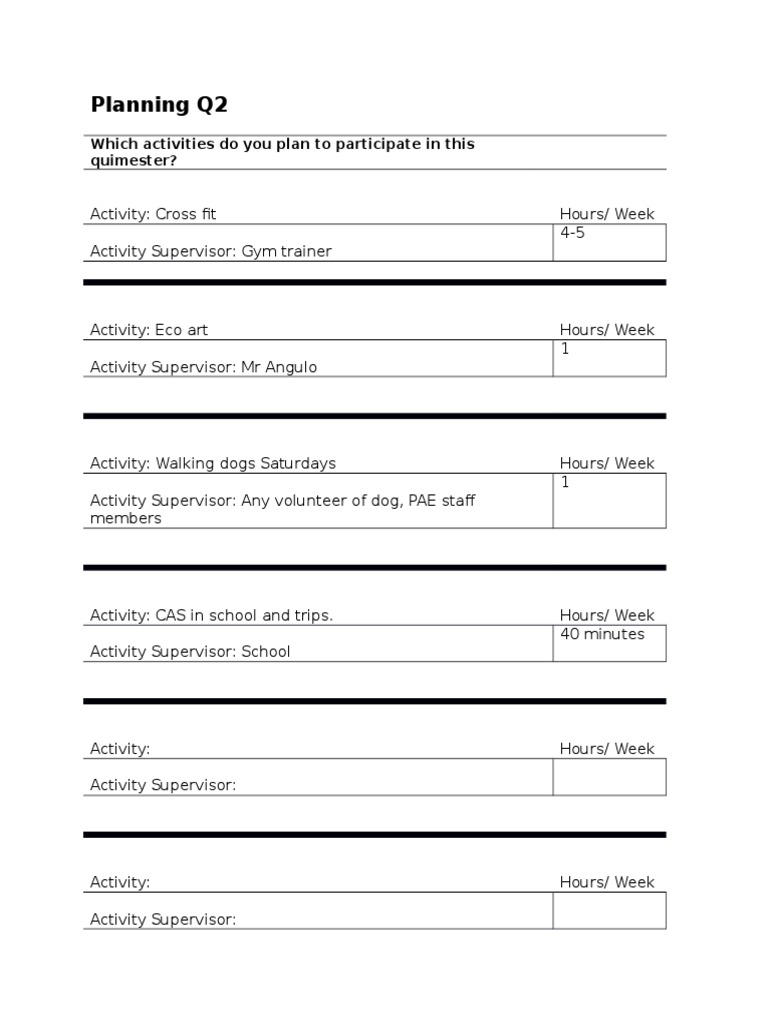 Planning Q2: Which Activities Do You Plan To Participate in This ...