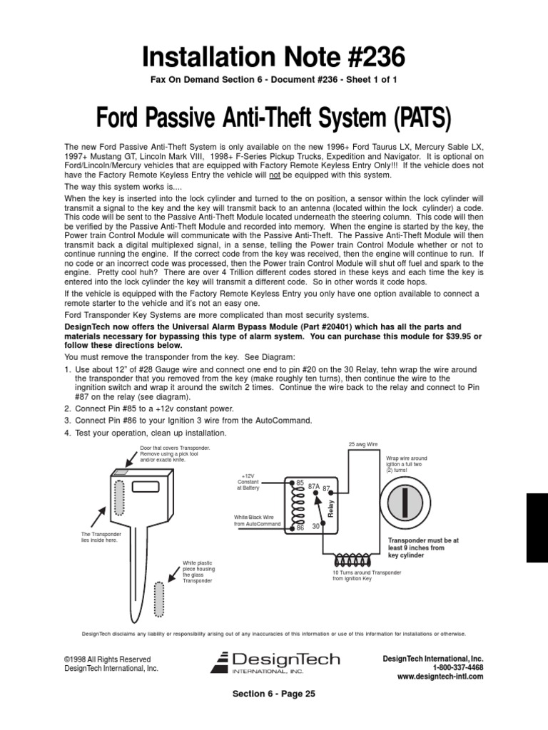 Ford PATS Bypass PDF | PDF | Lincoln Motor Company | Ford Motor Company