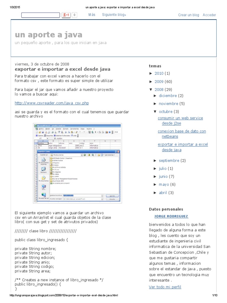 Un Aporte A Java - Exportar e Importar A Excel Desde Java PDF | PDF | Java (lenguaje de ...