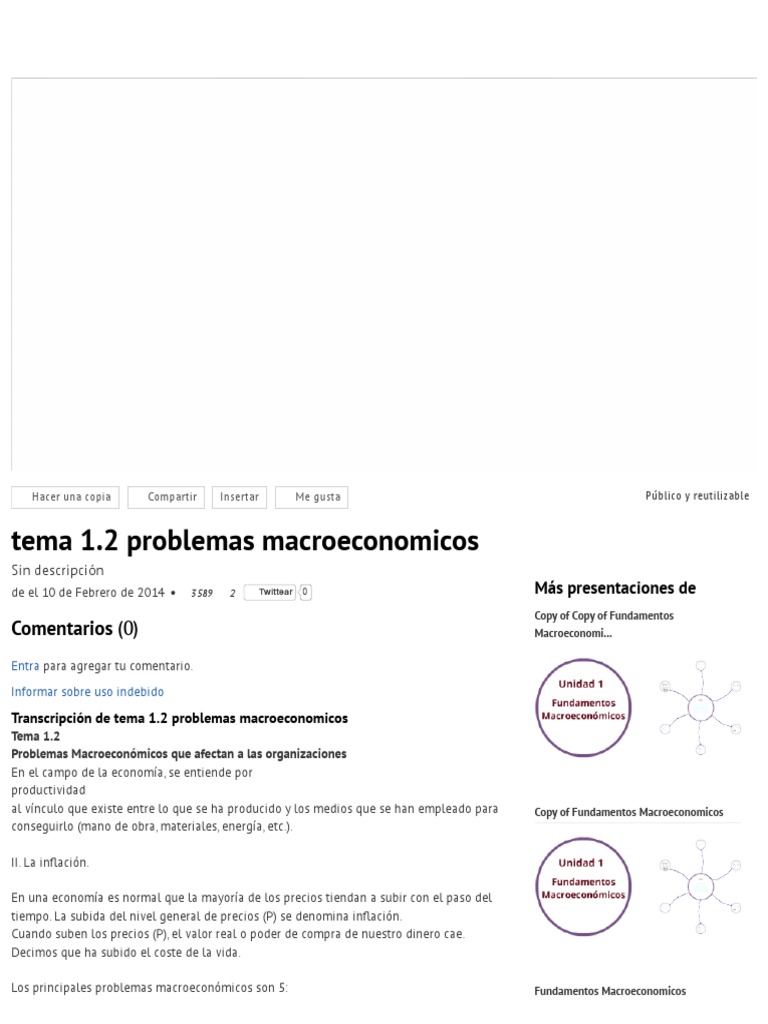 Tema 1.2 Problemas Macroeconomicos de en Prezi | PDF | Inflación | Macroeconómica