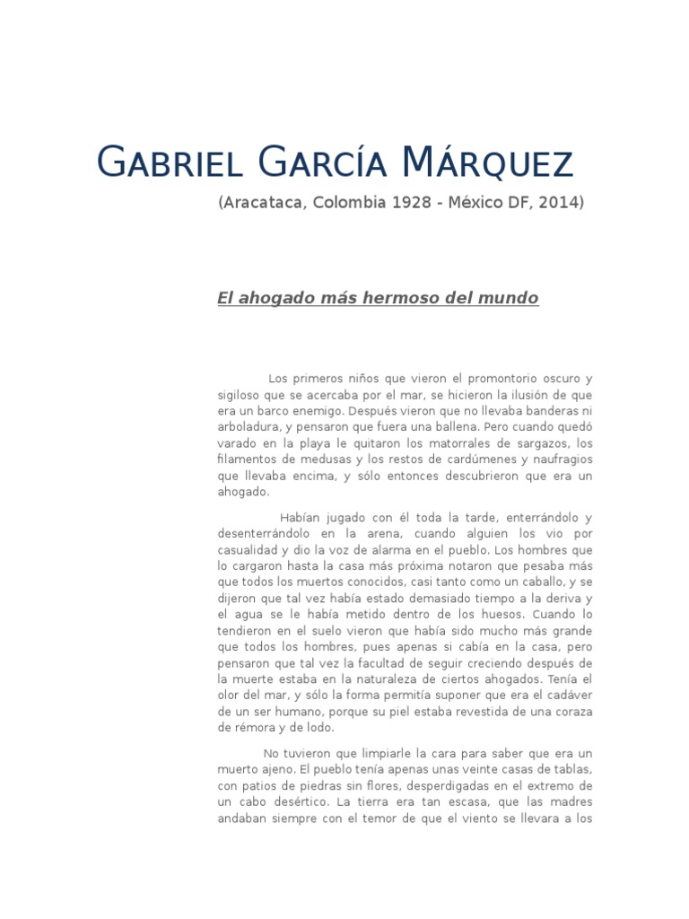 El ahogado más hermoso del mundo | PDF | Viajes y turismo | Libros para ...