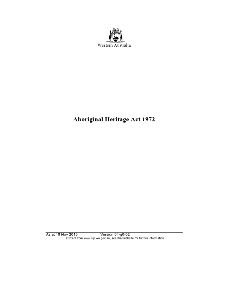 Aboriginal Heritage Act 1972 Overview | PDF | Legal Personality ...
