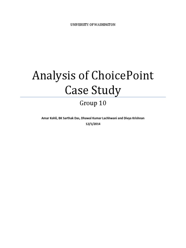 Team 10 Analysis of ChoicePoint Casestudy | PDF | Identity Theft ...