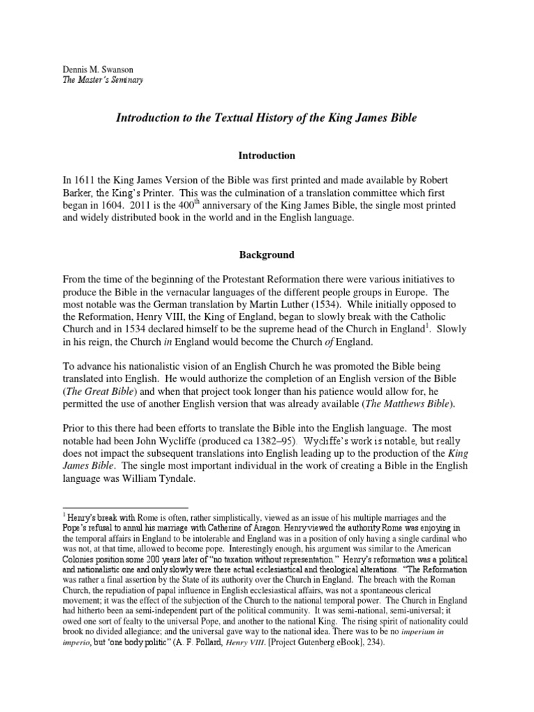 King James Bible History | PDF | King James Version | William Tyndale
