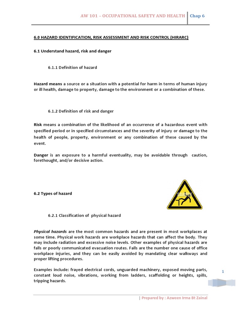 Chapter 6-Hazard Identification, Risk Assessment and Risk Control ...