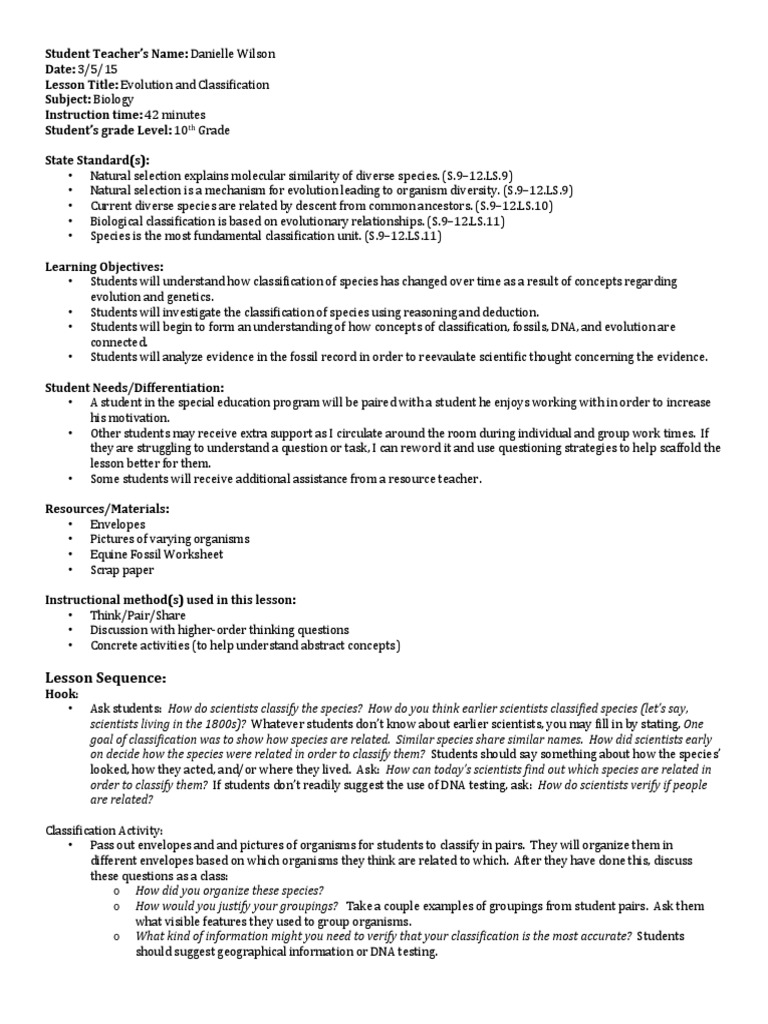 edTPA Lesson Segment 4 | PDF | Biology | Evolution