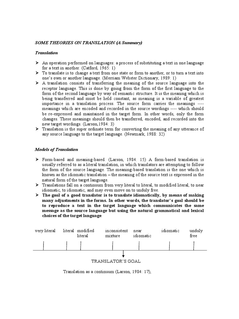 Summary Translation Theory | PDF