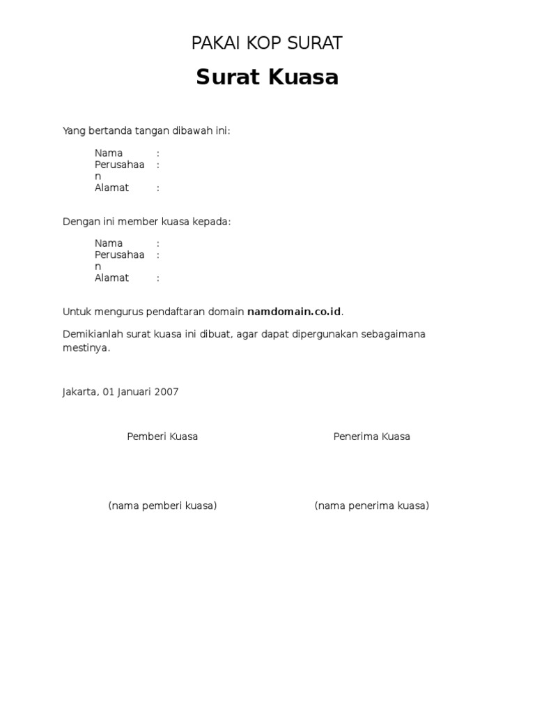 Contoh Surat Kuasa | PDF