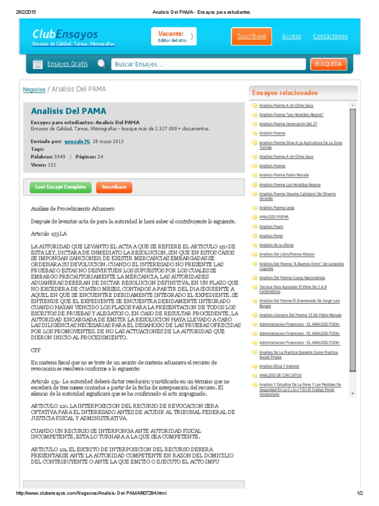 Analisis Del PAMA | PDF