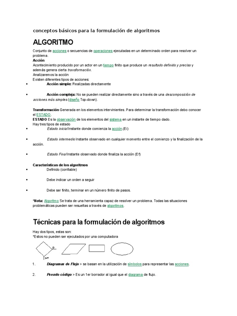 Conceptos Básicos para La Formulación de Algoritmos | PDF | Algoritmos | Tipo de datos