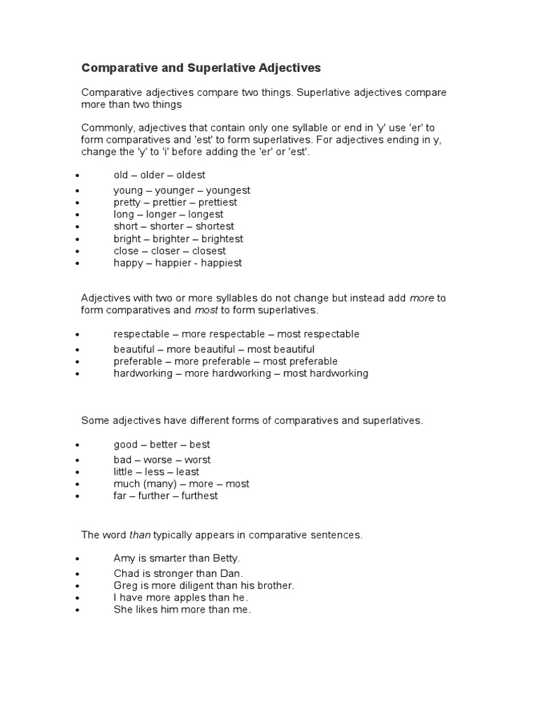 Comparative and Superlative Adjectives | PDF | Semiotics | Linguistic Morphology