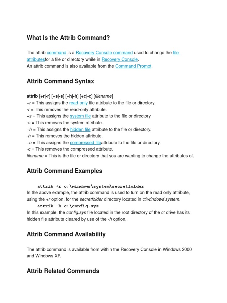 What Is The Attrib Command | PDF | Computer File | Command Line Interface