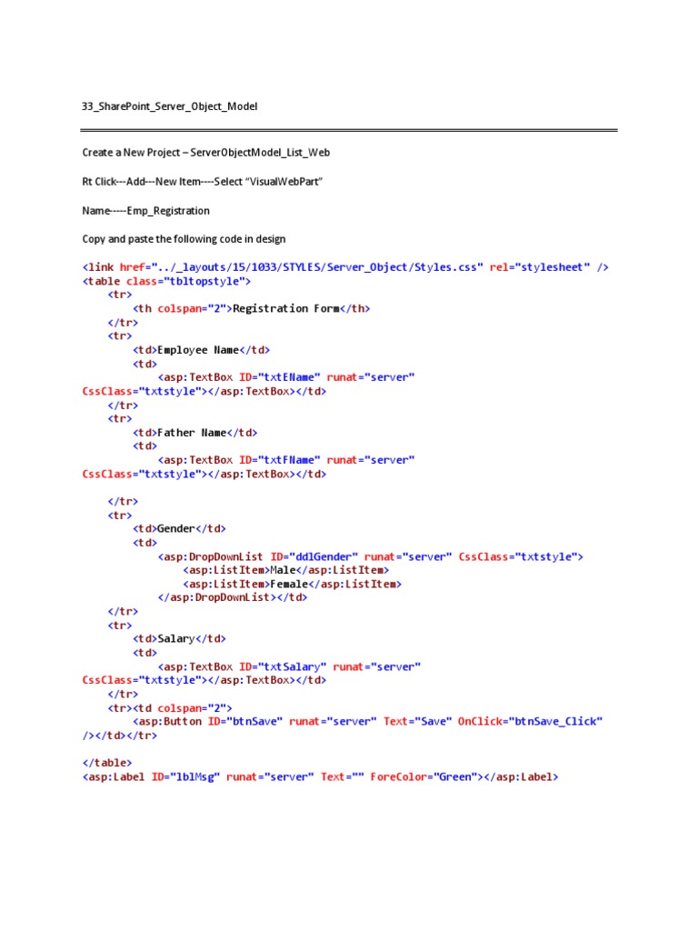 33 SharePoint Server Object Model | PDF | Active Server Pages | Web ...