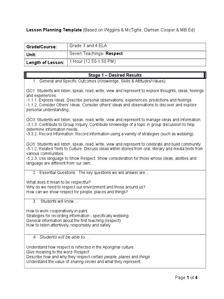 Respect Lesson Plan (ELA) | Educational Assessment | Applied Psychology