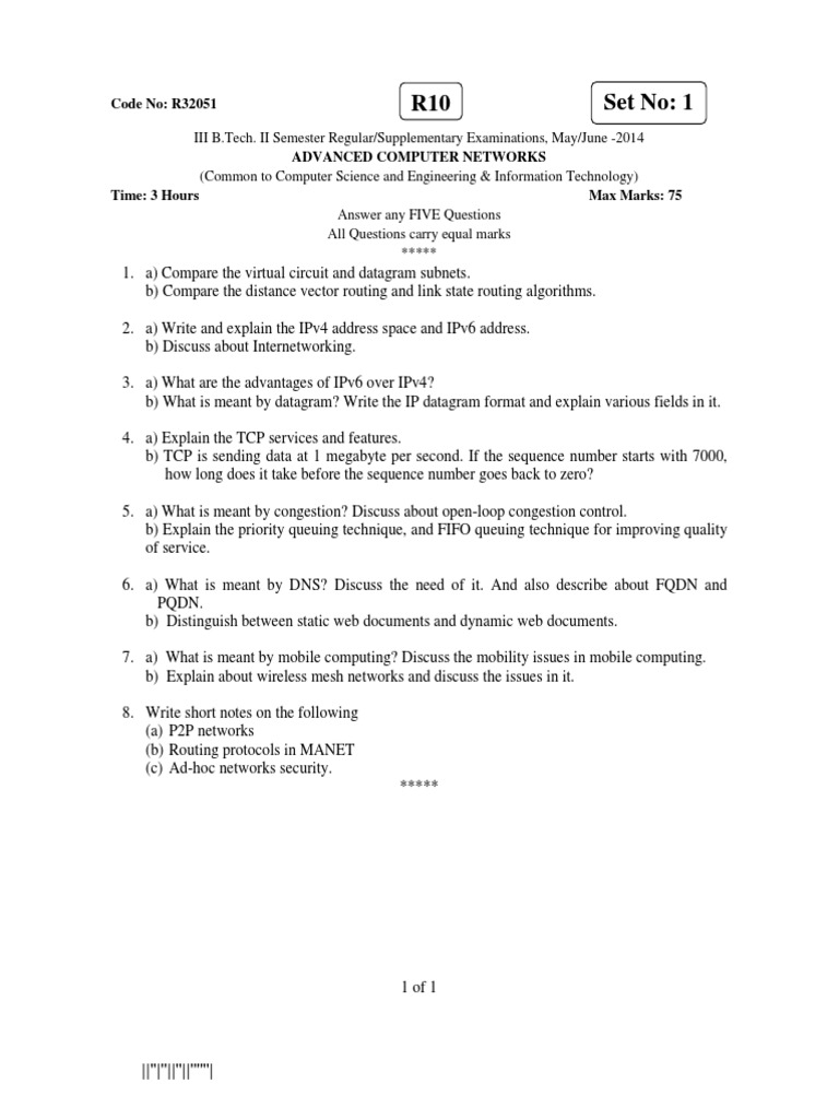 Advanced Computer Networks Exam | PDF | I Pv6 | Computer Network
