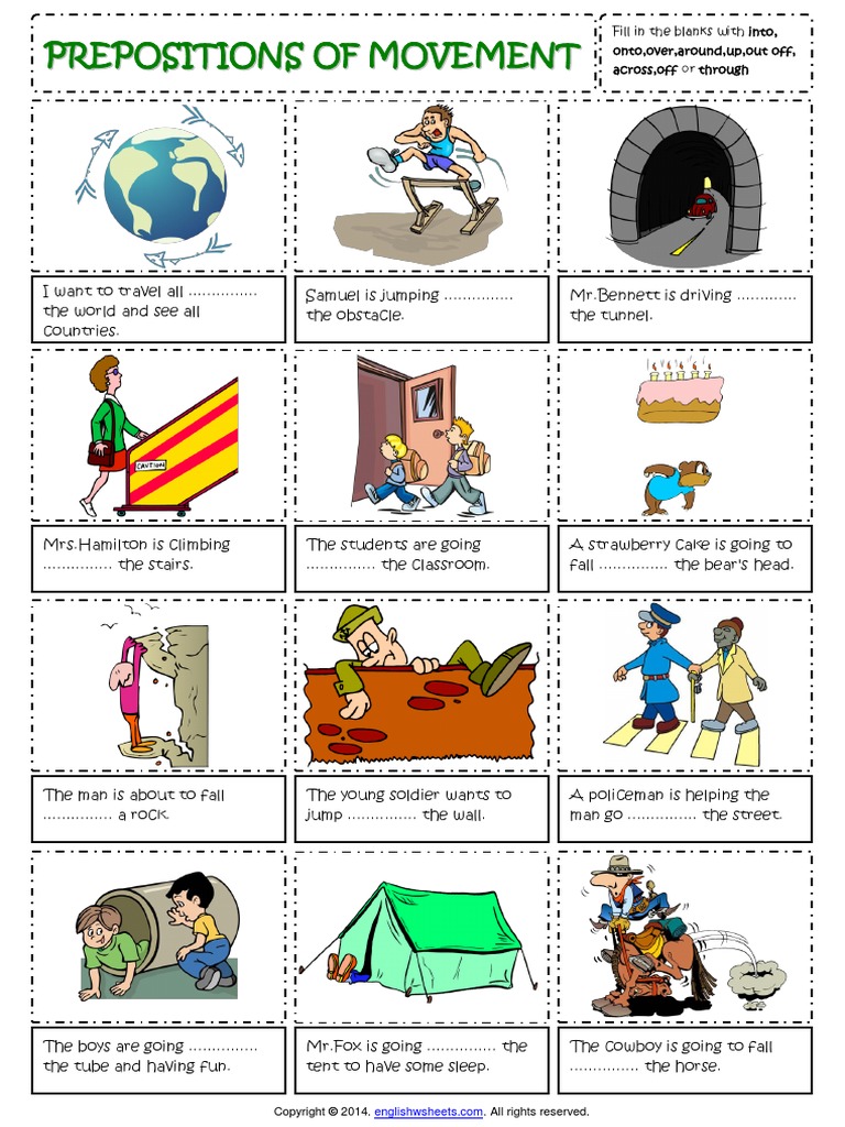 Prepositions of Movement Esl Grammar Exercises Worksheet | PDF