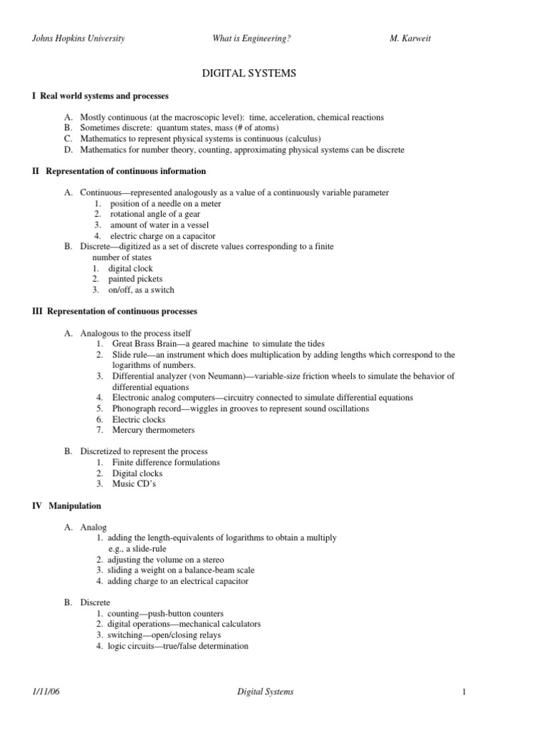 What is Engineering? Digital Systems | PDF | Teaching Mathematics ...