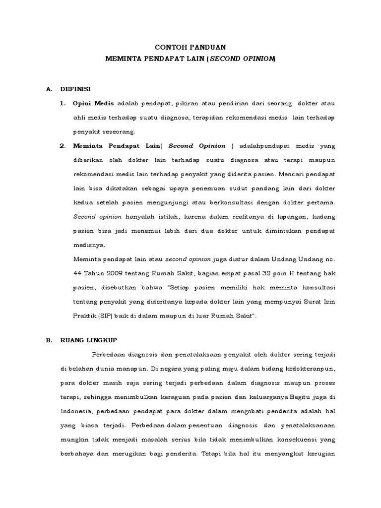 Contoh Panduan Second Opinion | PDF