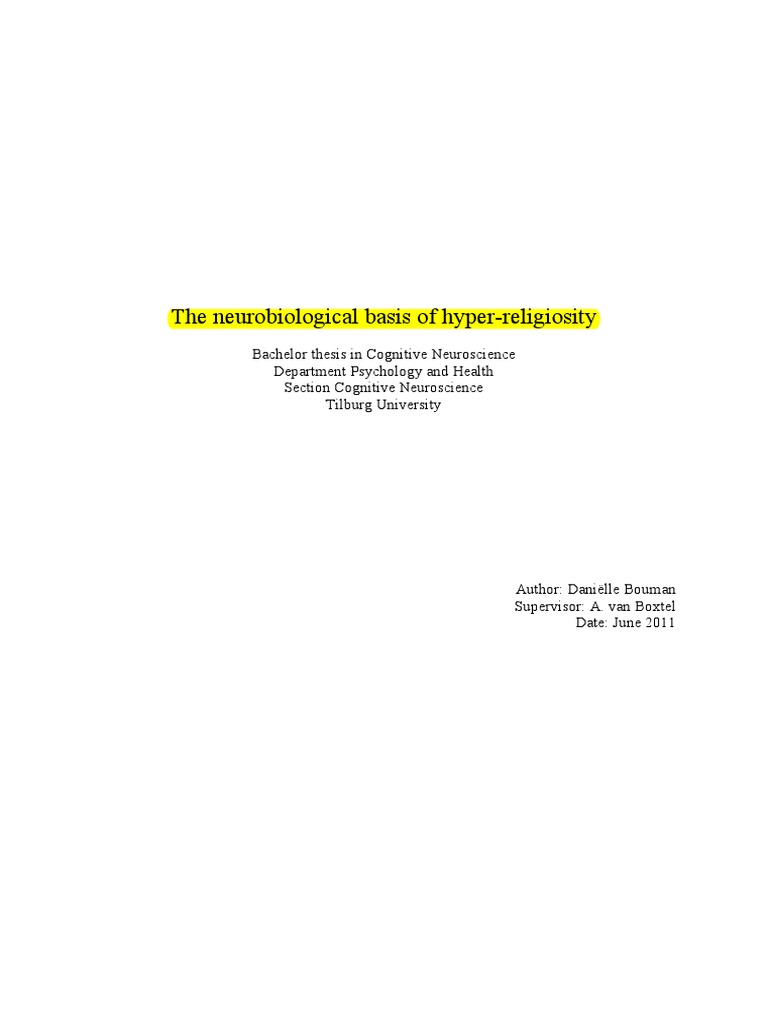 Neurobiology of Hyper Religiosity | PDF | Cingulate Cortex | Obsessive ...