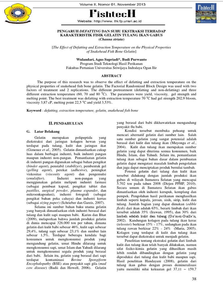 Gelatin Tulang Ikan Gabus | PDF | Sains & Matematika