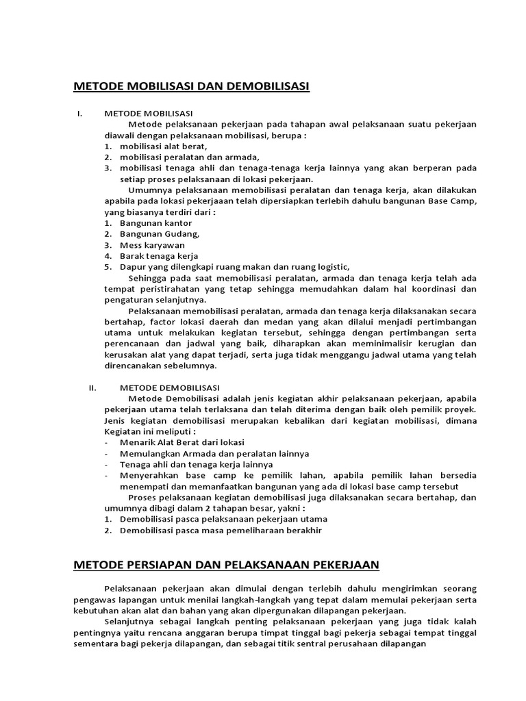 Metode Pelaksanaan Kerja | PDF