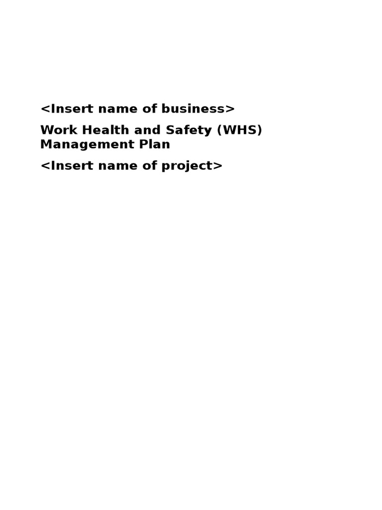 WHS Management Plan Template | PDF | Personal Protective Equipment ...