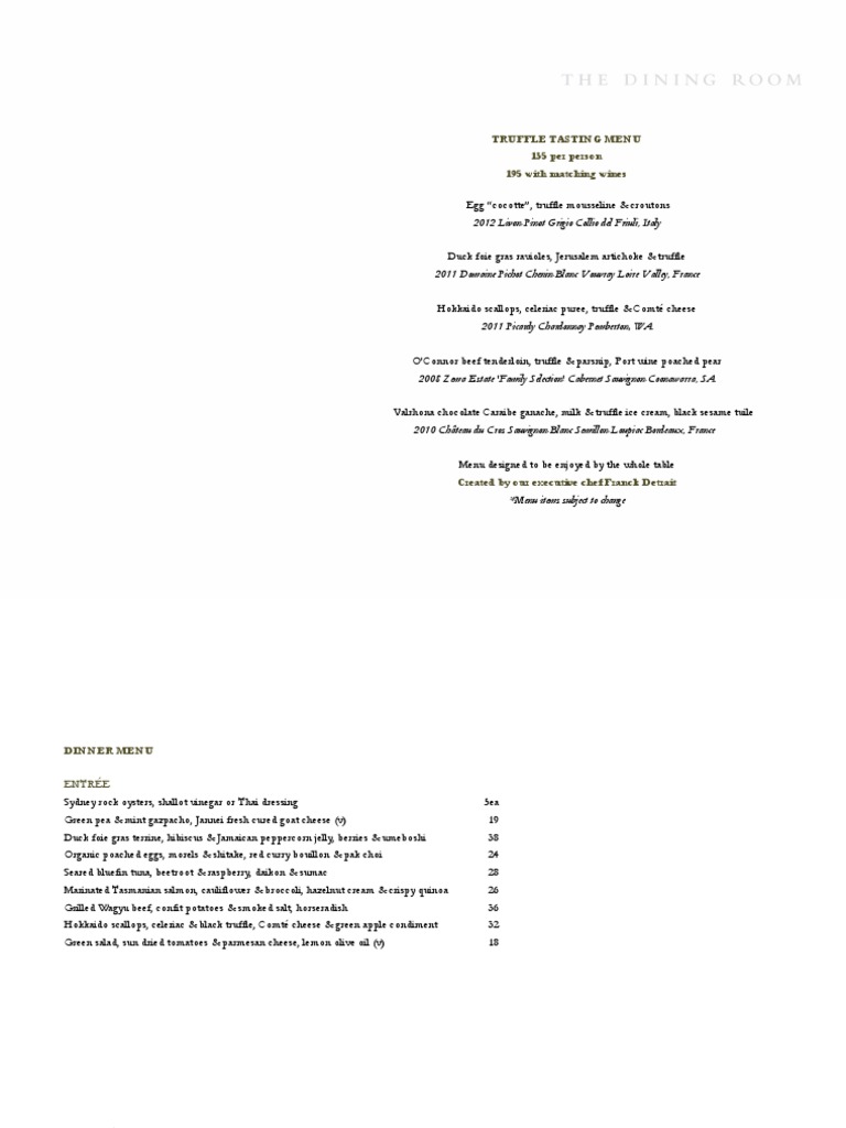 The Dining Room Dinner Menu - July-August 2014 | PDF | Salad | Cooking