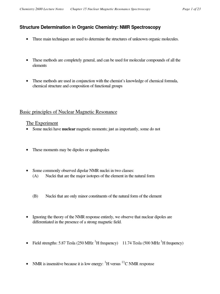 NMR Good Notes | PDF | Nuclear Magnetic Resonance Spectroscopy ...