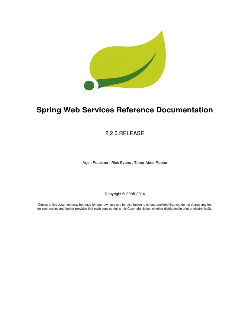 Spring Web Services Reference Documentation | PDF | Xml Schema | Xml