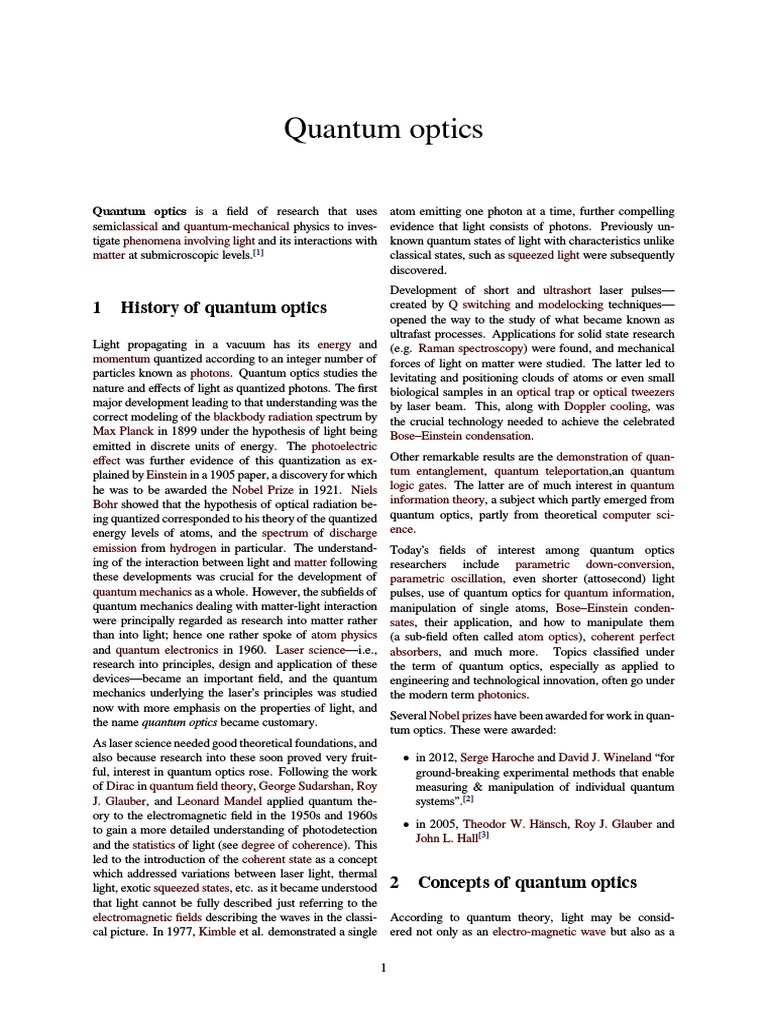 Quantum Optics | PDF | Quantum Optics | Atomic