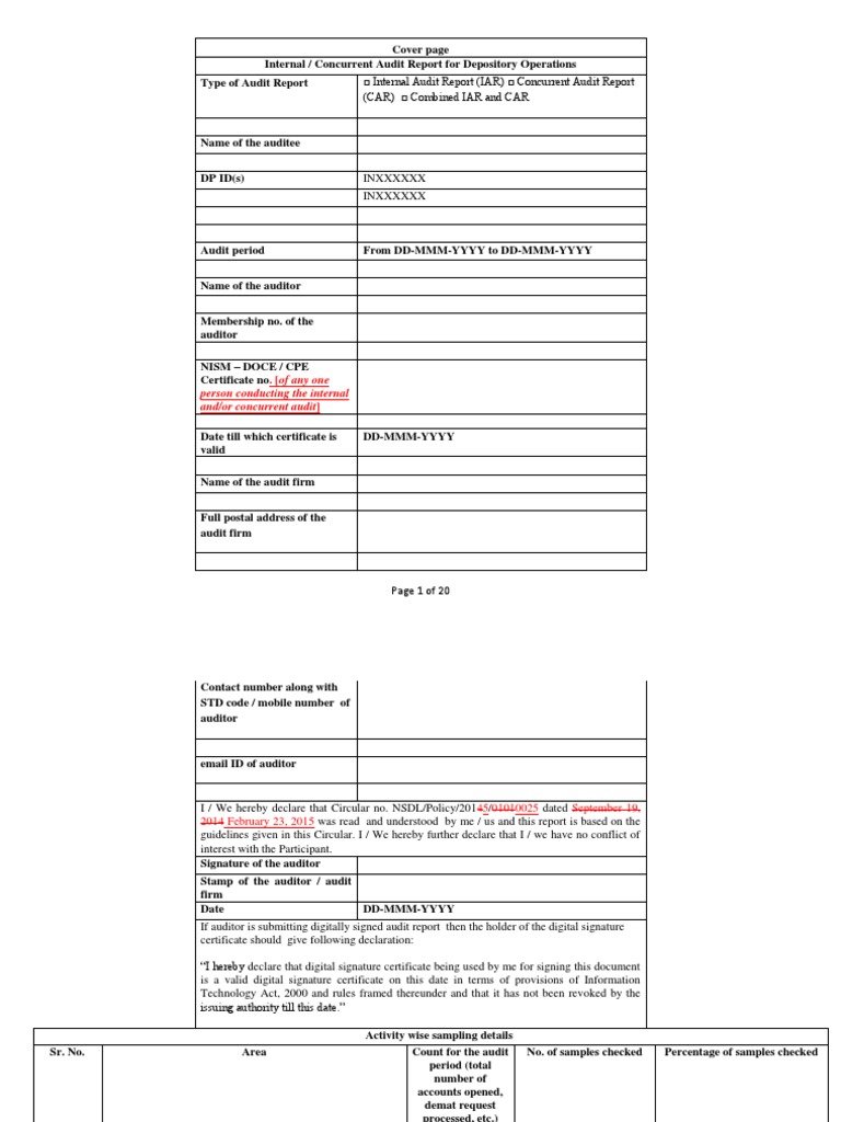 NSDL IAR New Format | PDF | Auditor's Report | Audit