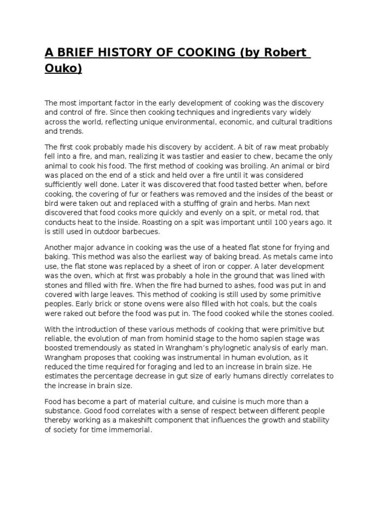 A Brief History of Cooking | PDF | Cookbooks | Baking