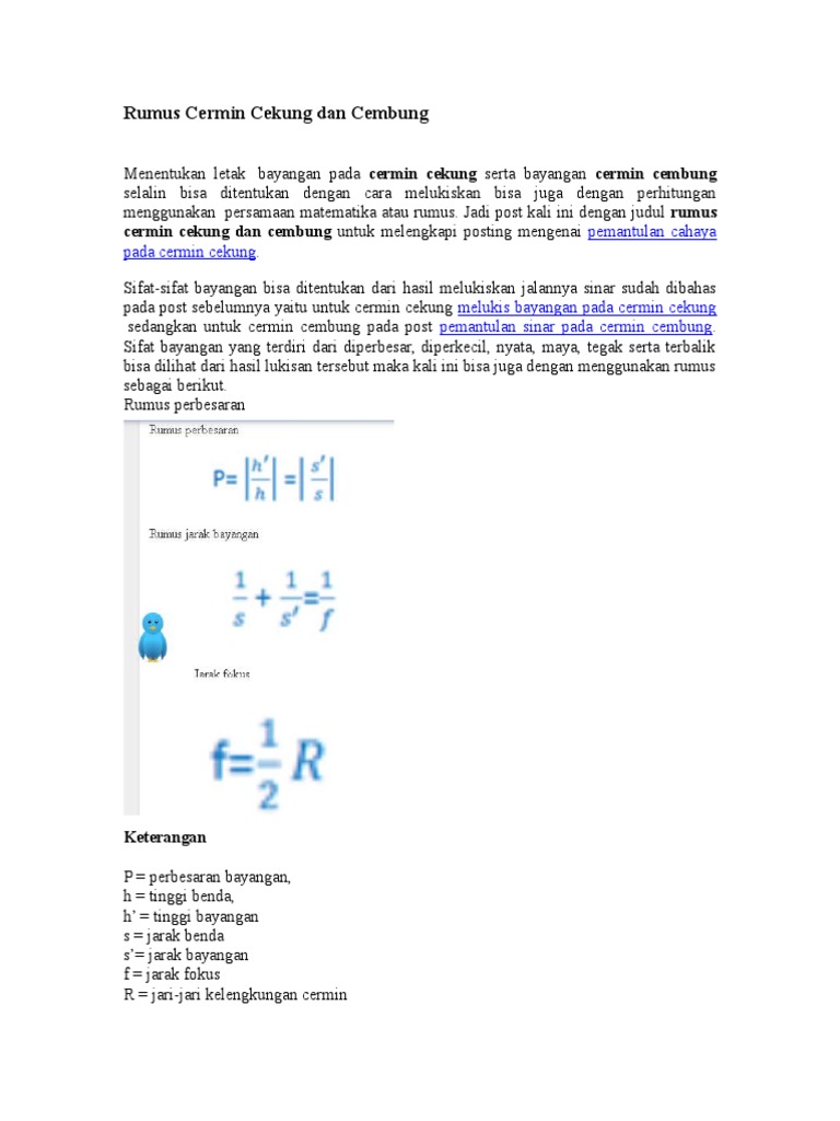 Rumus Cermin Cekung Dan Cembung | PDF