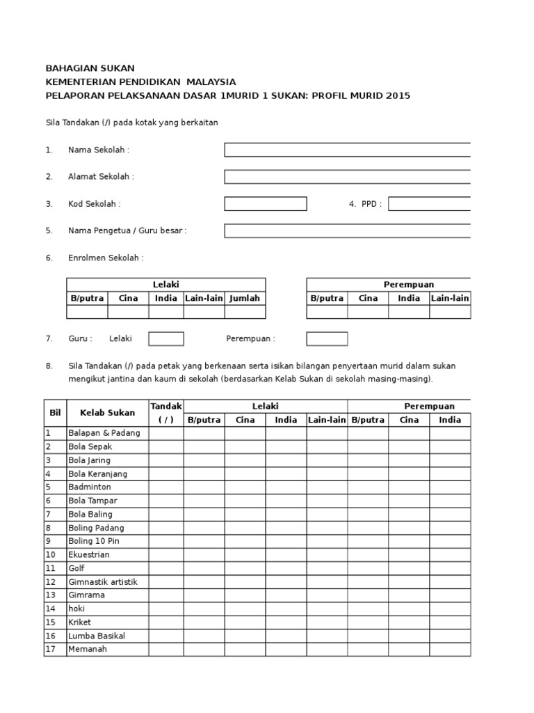 Laporan 1M1S Profil Murid | PDF | Perjalanan