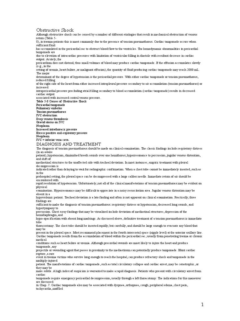 Obstructive Shock | Download Free PDF | Heart | Shock (Circulatory)