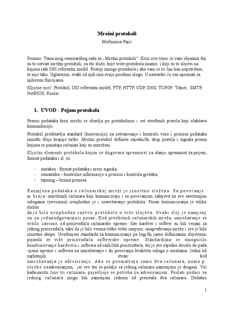 Mrežni Protokoli | PDF