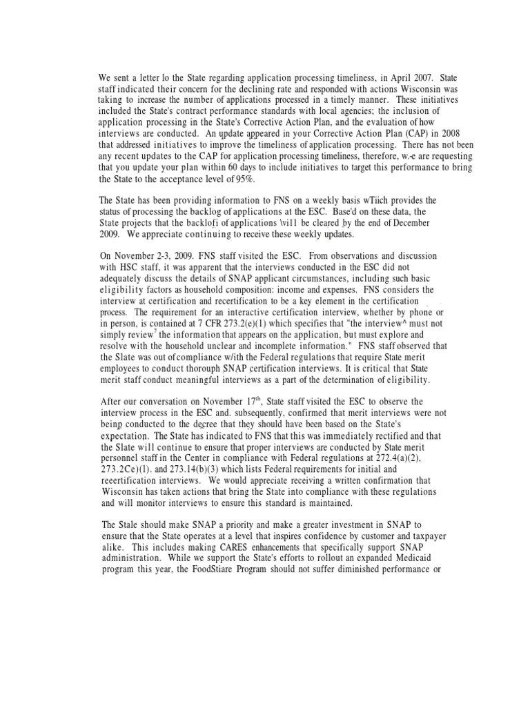 Wisconsin SNAP Application Processing Update | PDF | Supplemental ...