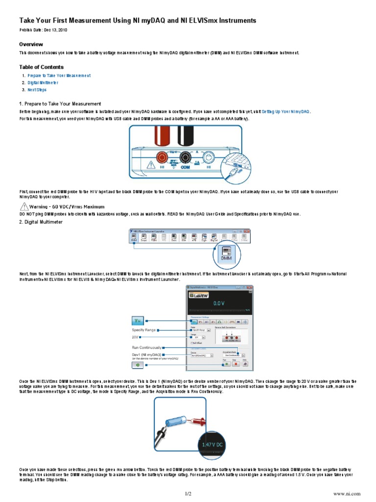 First Measurement Using Nielvies and Mydaq Labview | PDF | Business ...