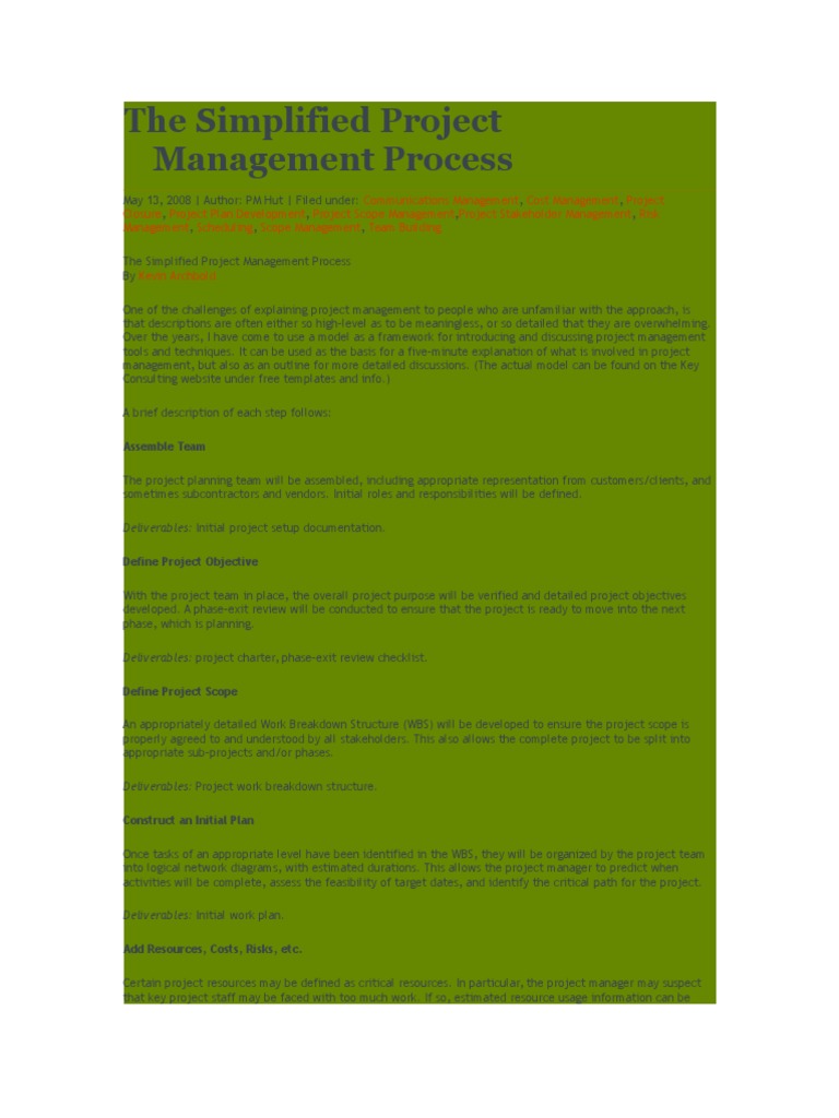 The Simplified Project Management Process | PDF | Project Management ...