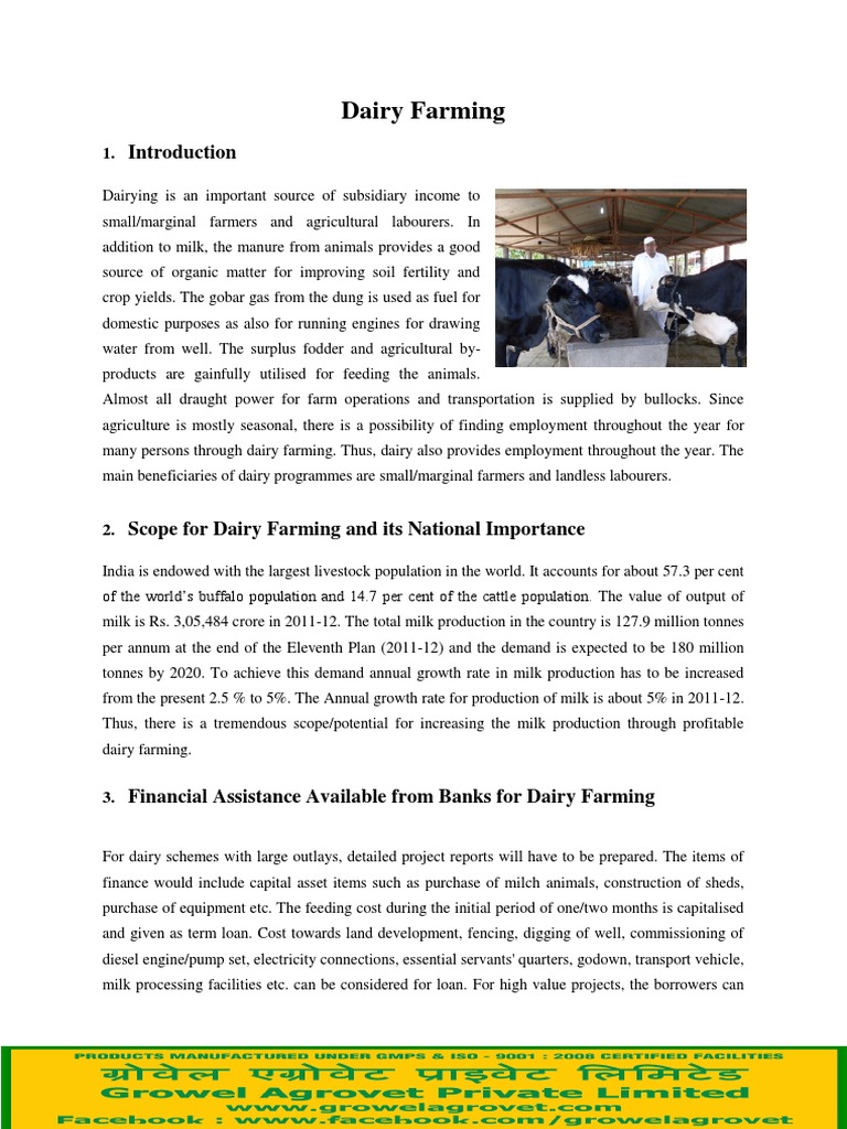 NABARD Dairy Farming Project PDF | Download Free PDF | Dairy | Agriculture