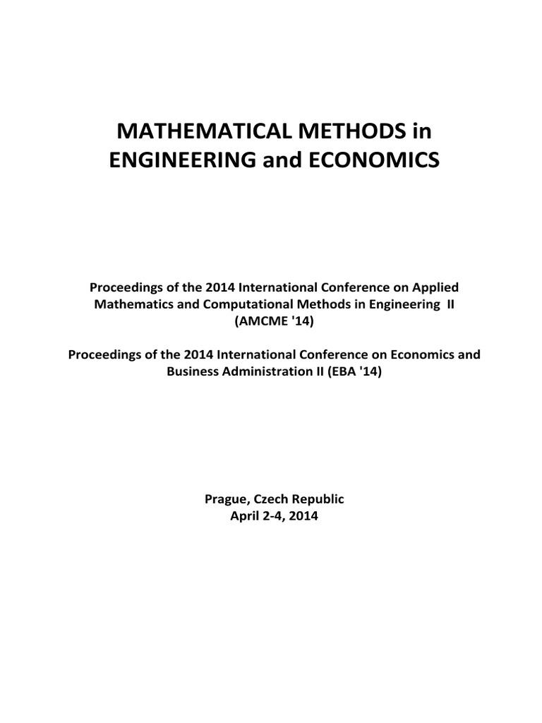 Mathematical Methods In Engineering And Economics PDF Demand