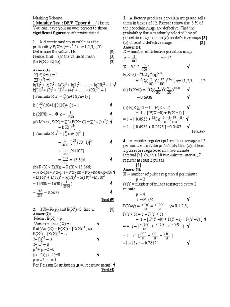 ANS Discrete Probability Distribution TEST1 | PDF | Probability ...