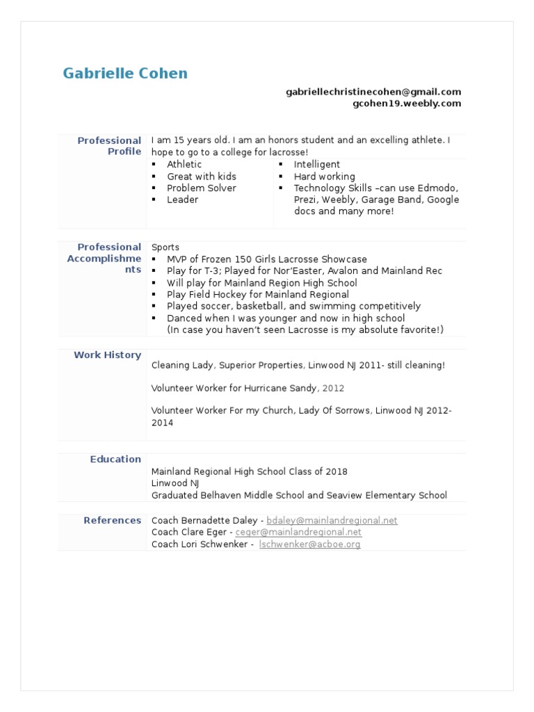 Gabrielle Cohen: Professional Profile | PDF